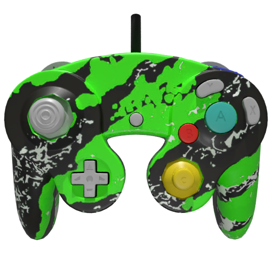 Green Splatter – Gamecube – Custom Controller | Controller Chaos