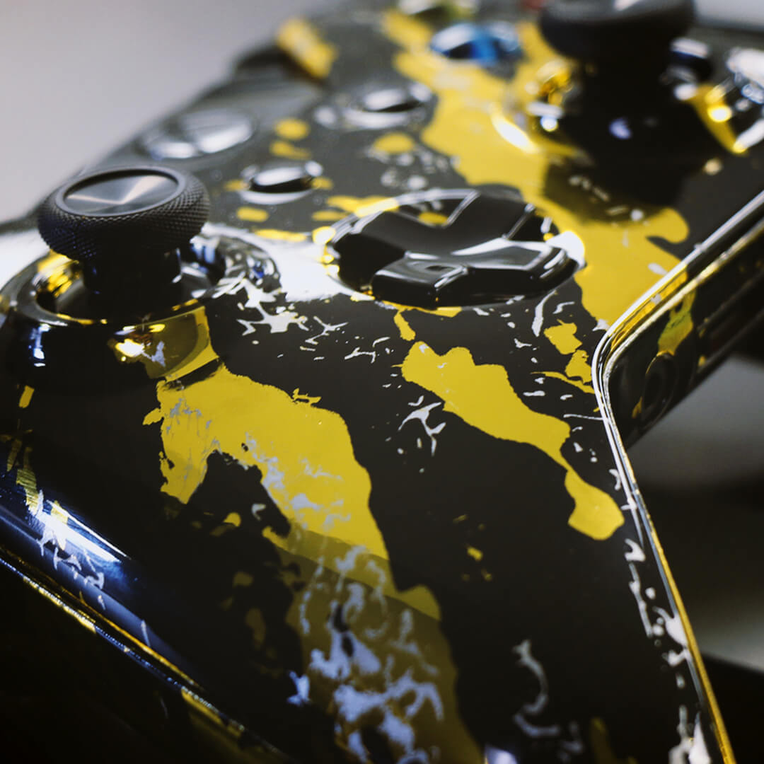 Chrome Gold Splatter – PS4 – Sony Custom Controller – Controller Chaos