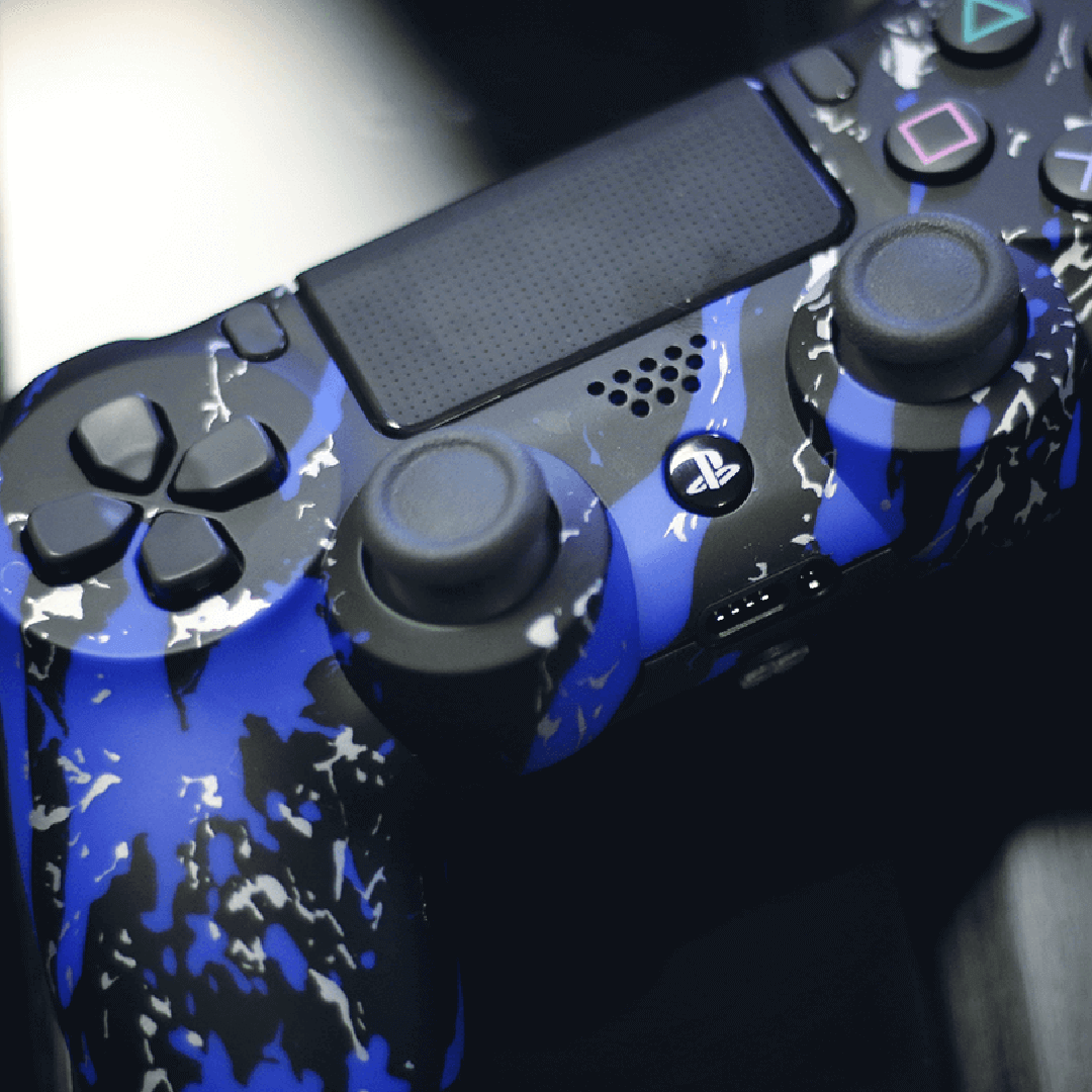 Blue Splatter – Gamecube – Custom Controller | Controller Chaos
