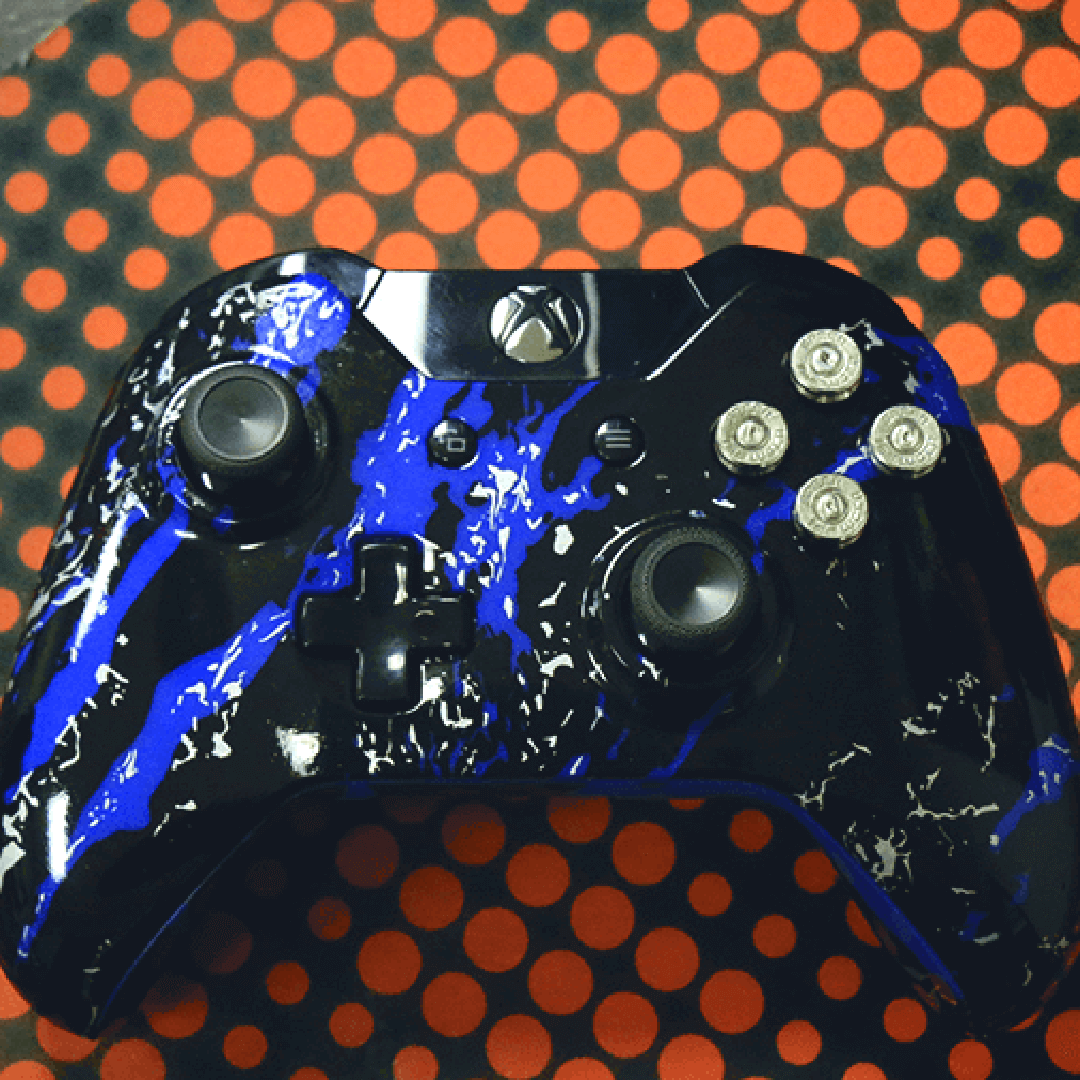 Blue Splatter – Gamecube – Custom Controller | Controller Chaos