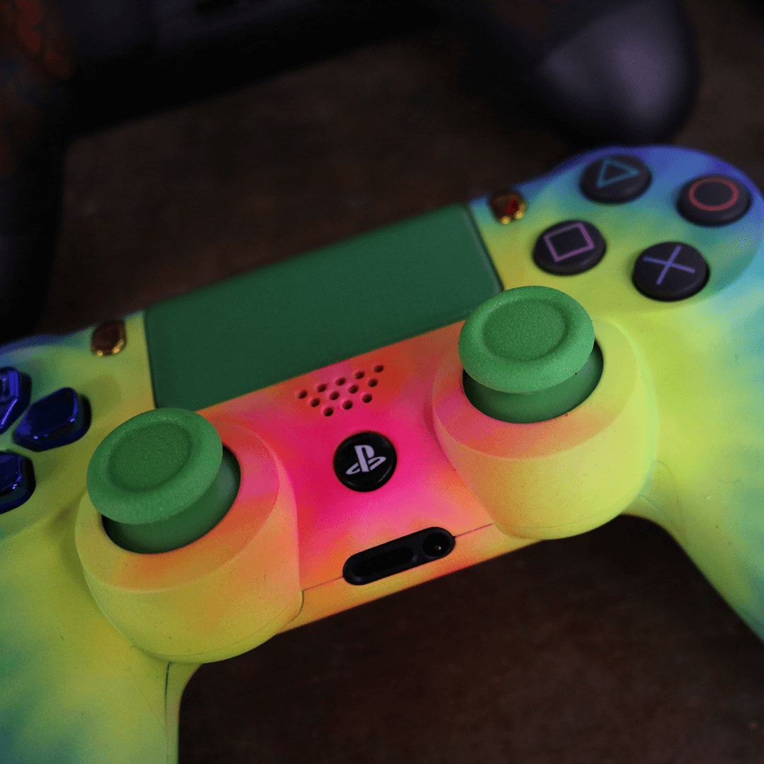 Neon Tie Dye – Gamecube – Custom Controller | Controller Chaos
